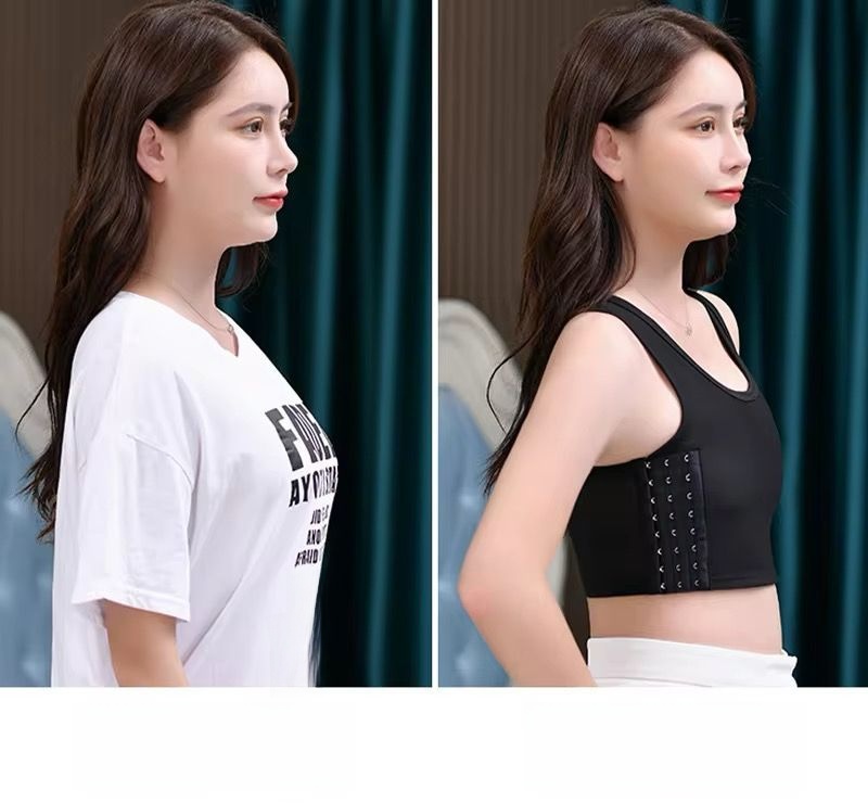 NEW Women Breathable Chest Breast Binder Side Buckle Short Vest Tops ...