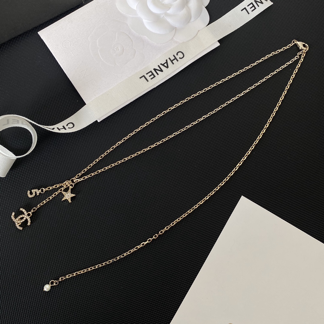Korean Double CC Necklace Accessories Simple Letter Double CC Chains ...