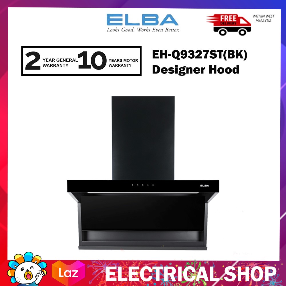 {FREE SIPPING} Elba Designer Cooker Hood EH-Q9327ST(BK) With Charcoal ...
