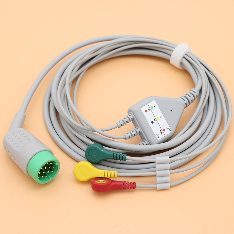 12P ECG EKG 3 Leads Cable And Electrode Leadwire For Medtronic Physio ...