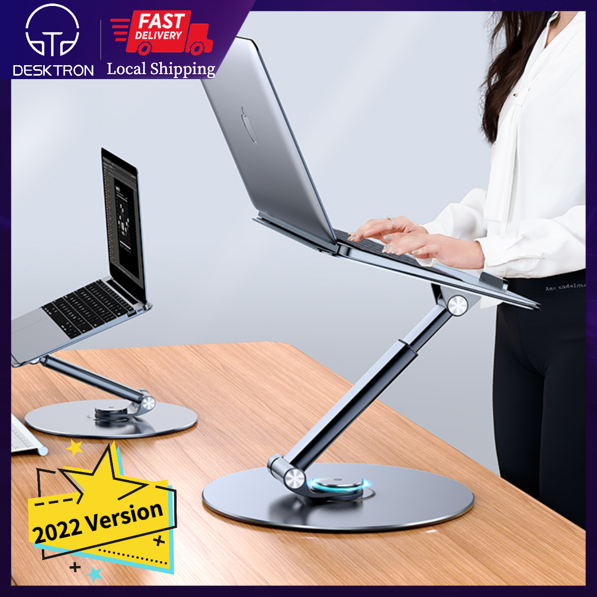 DESKTRON Laptop Stand, Aluminium Ergonomic Laptop Mount for Desk ...