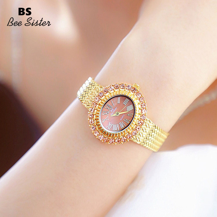 BS Bee Sister นาฬิกาข้อมือผู้หญิง1709,นาฬิกาควอตซ์กันน้ำสายโลหะผสมสเตน ...