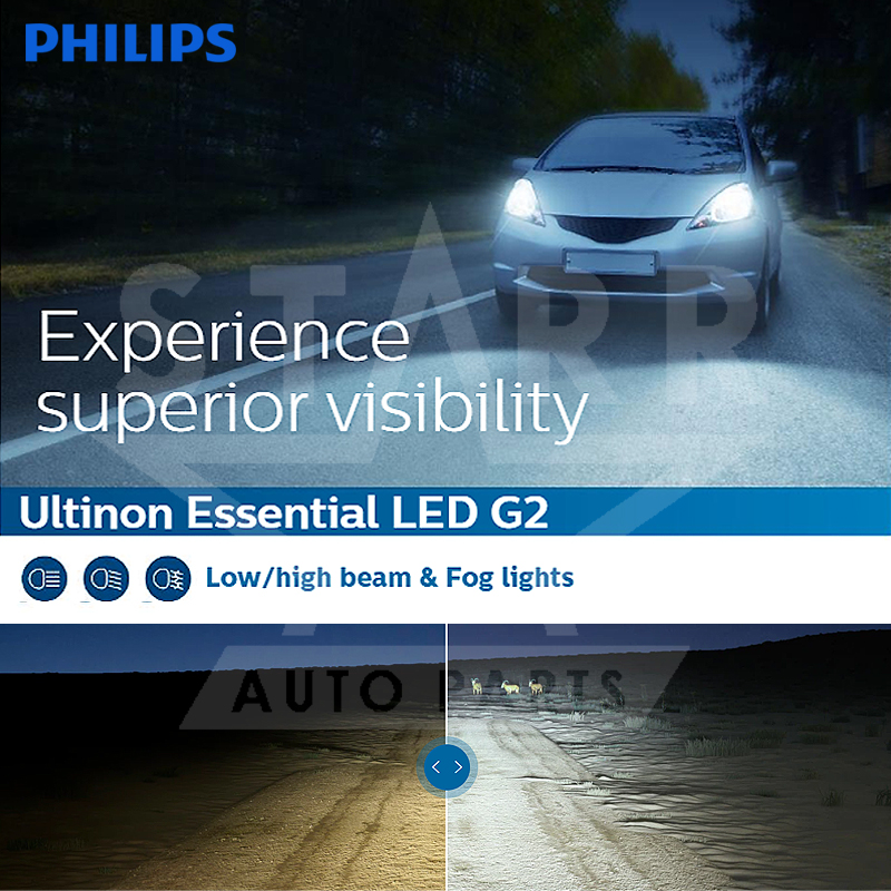 PHILIPS หลอดไฟหน้า รถยนต์ Ultinon Essential LED G2 6500K +150% 1 คู่ ...