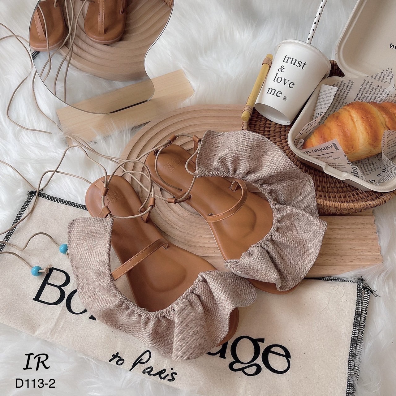 D113-2 รองเท้าแตะงานระบาย เป็นมินิมอลมากกก - Fashion_by_nong - ThaiPick