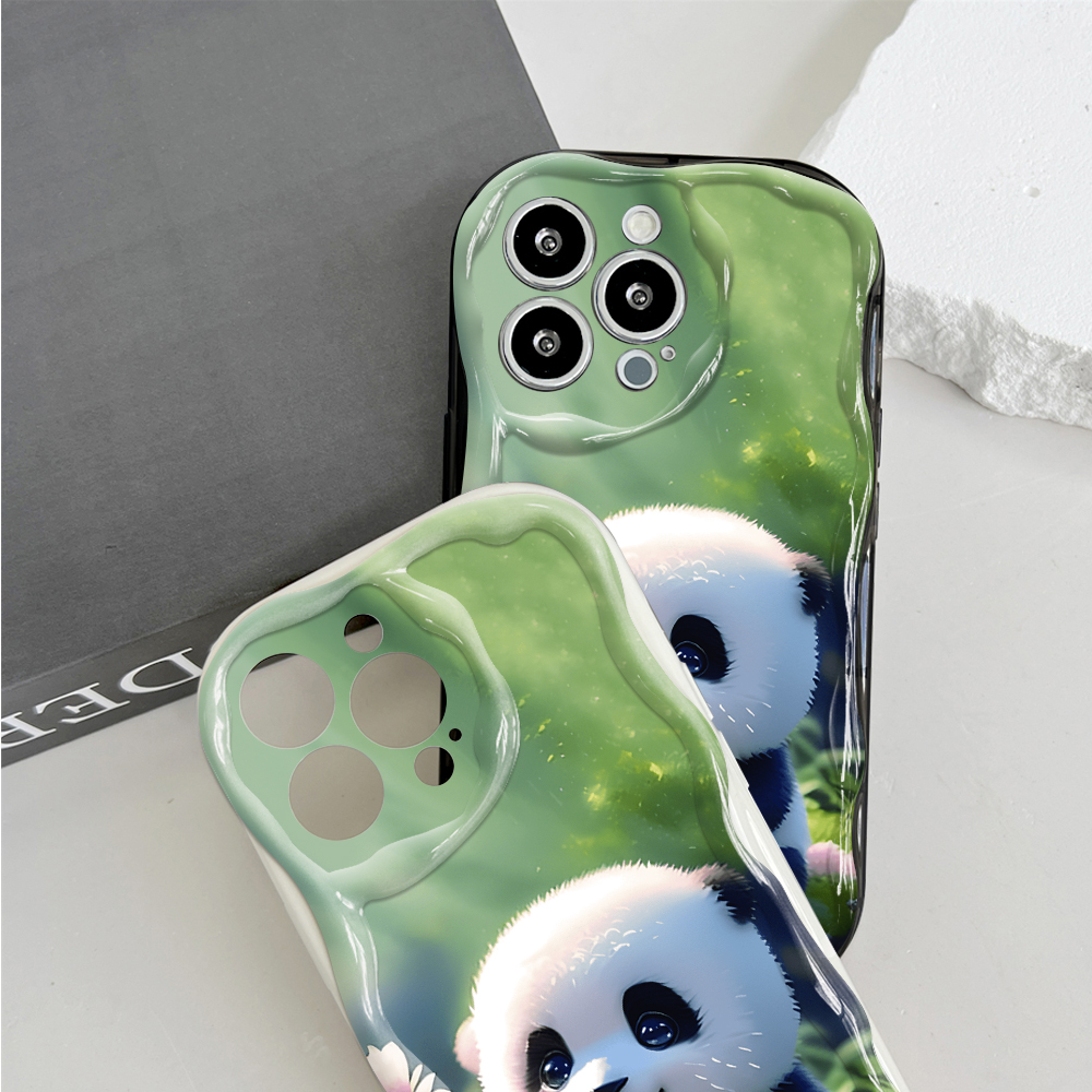 AMORVOR for Samsung A25 5G Back Cover Cute Small Panda Wavy Cream ...