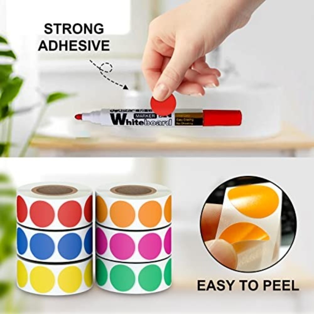 New 19mm Round Color Coding Labels Coated Paper Waterproof Color Round ...