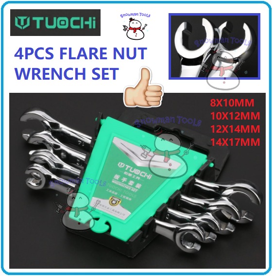 HIGH QUALITY TUOCHI 4PCS FLARE NUT WRENCH 8MM-19MM MIRROR WRENCHES OPEN ...