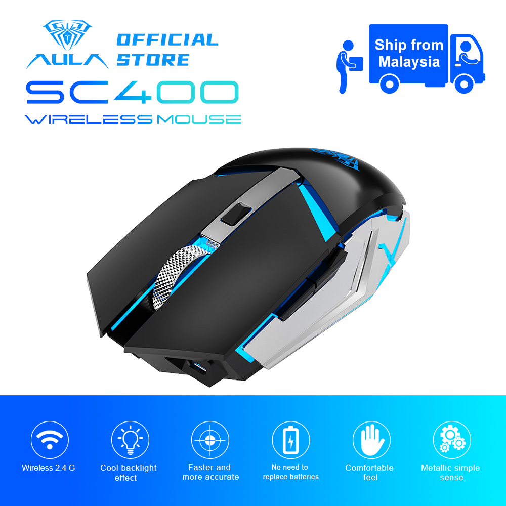 AULA SC400 Rechargeable 2.4G Wireless Gaming Mouse Cool Backlight and ...