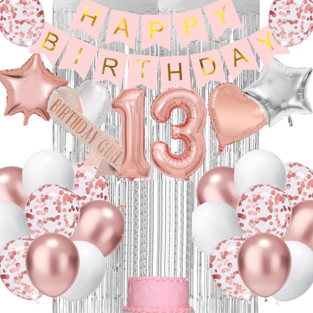 (SG SELLER) 13th Birthday Decorations, 13th Birthday Balloon, Rose Gold ...