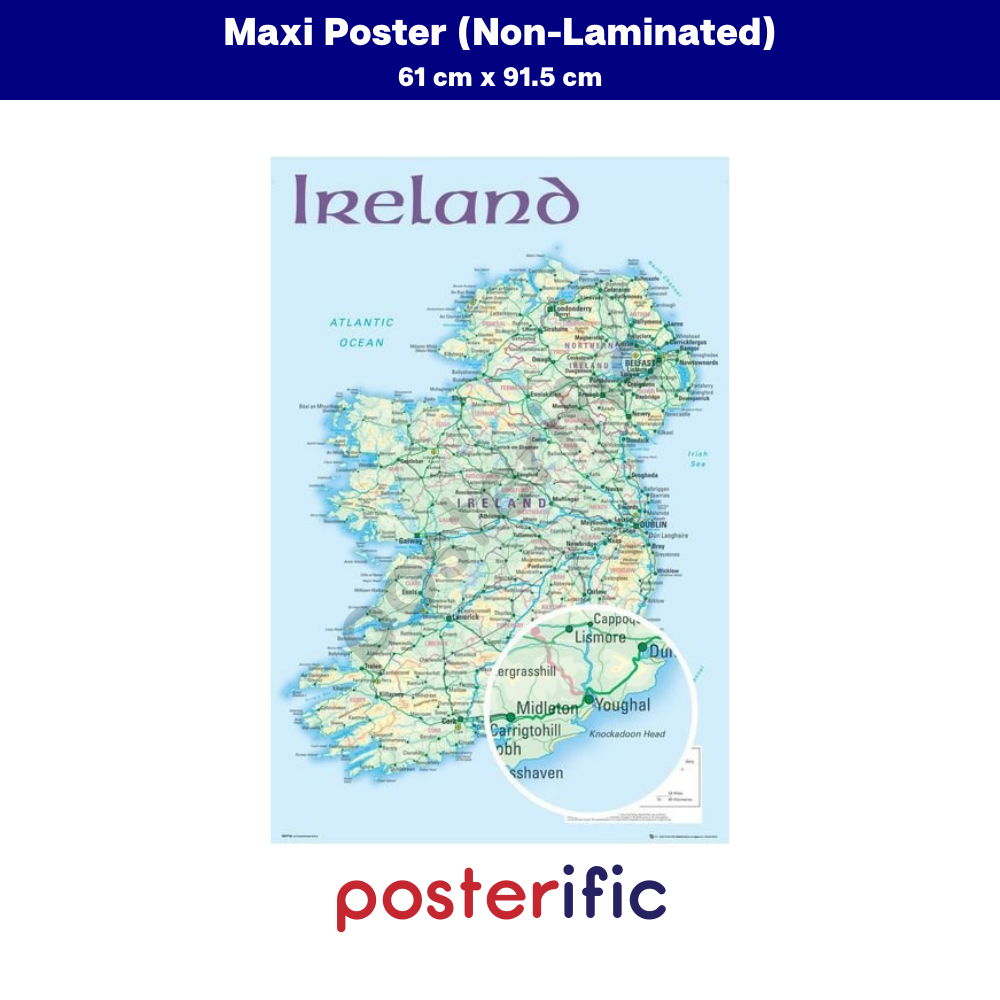 Ireland Map - Poster (61 cm X 91.5 cm) | Lazada