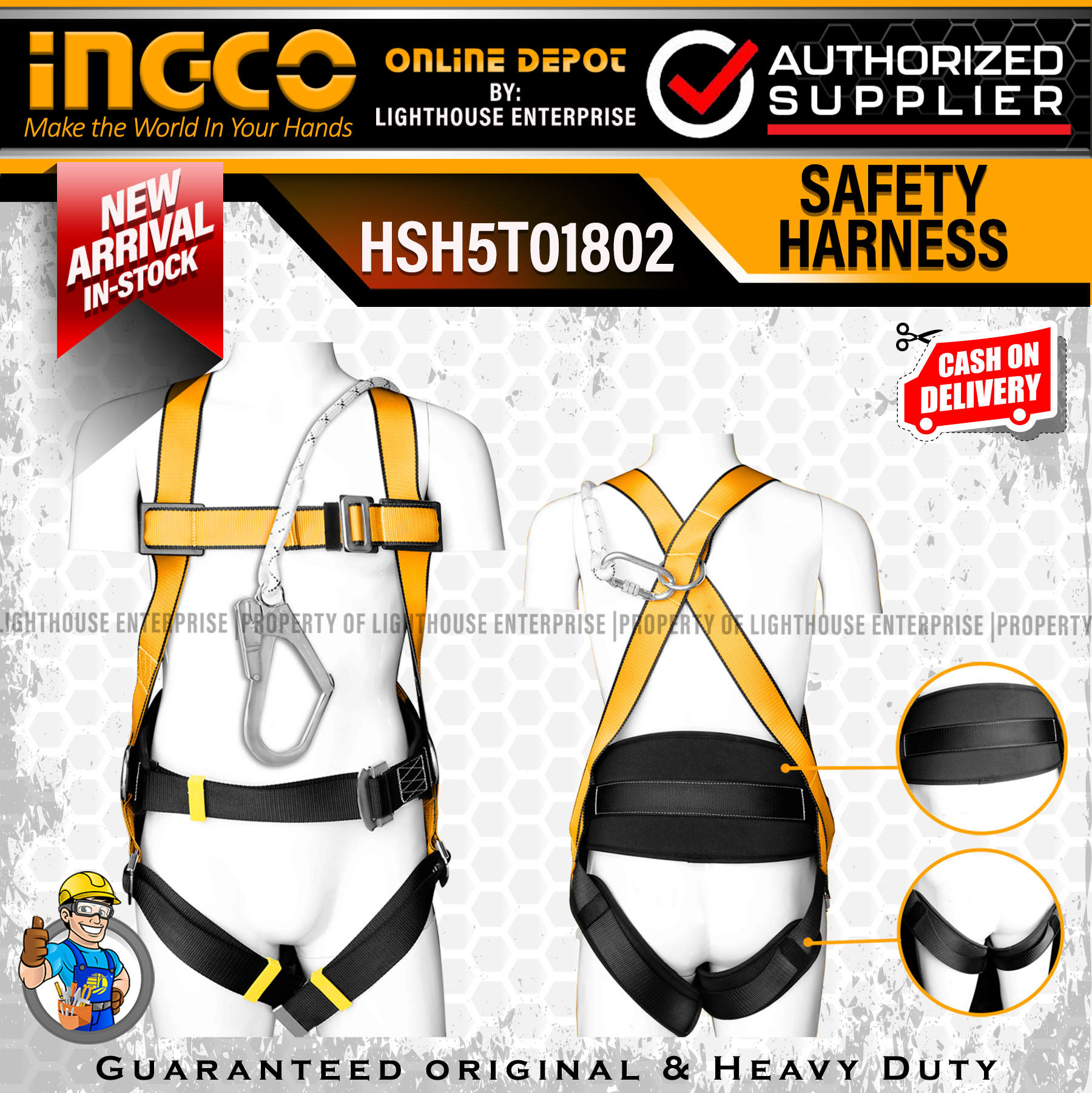INGCO￠13mm*1.8m Safety Harness (HSH501802) LIGHTHOUSE ENTERPRISE ...
