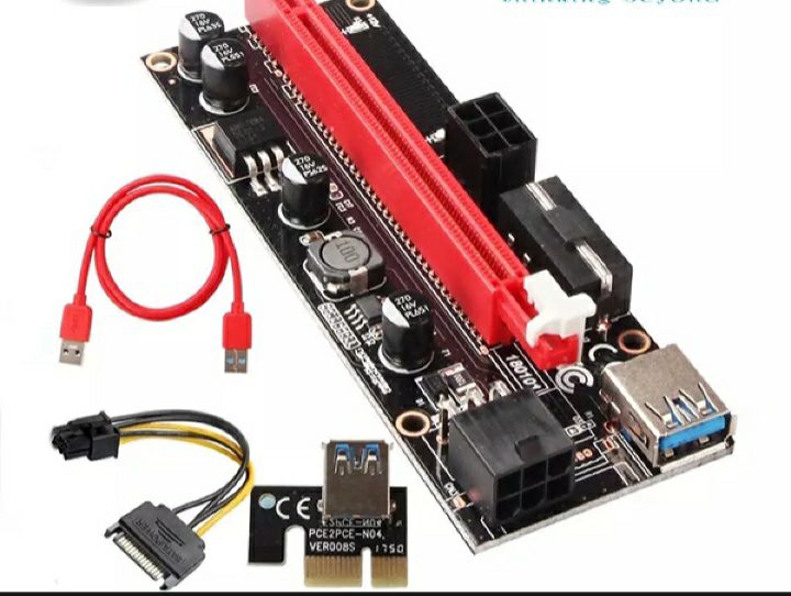 PCIE Riser 1X to 16X Graphics Extension Powered Riser Adapter Card with ...