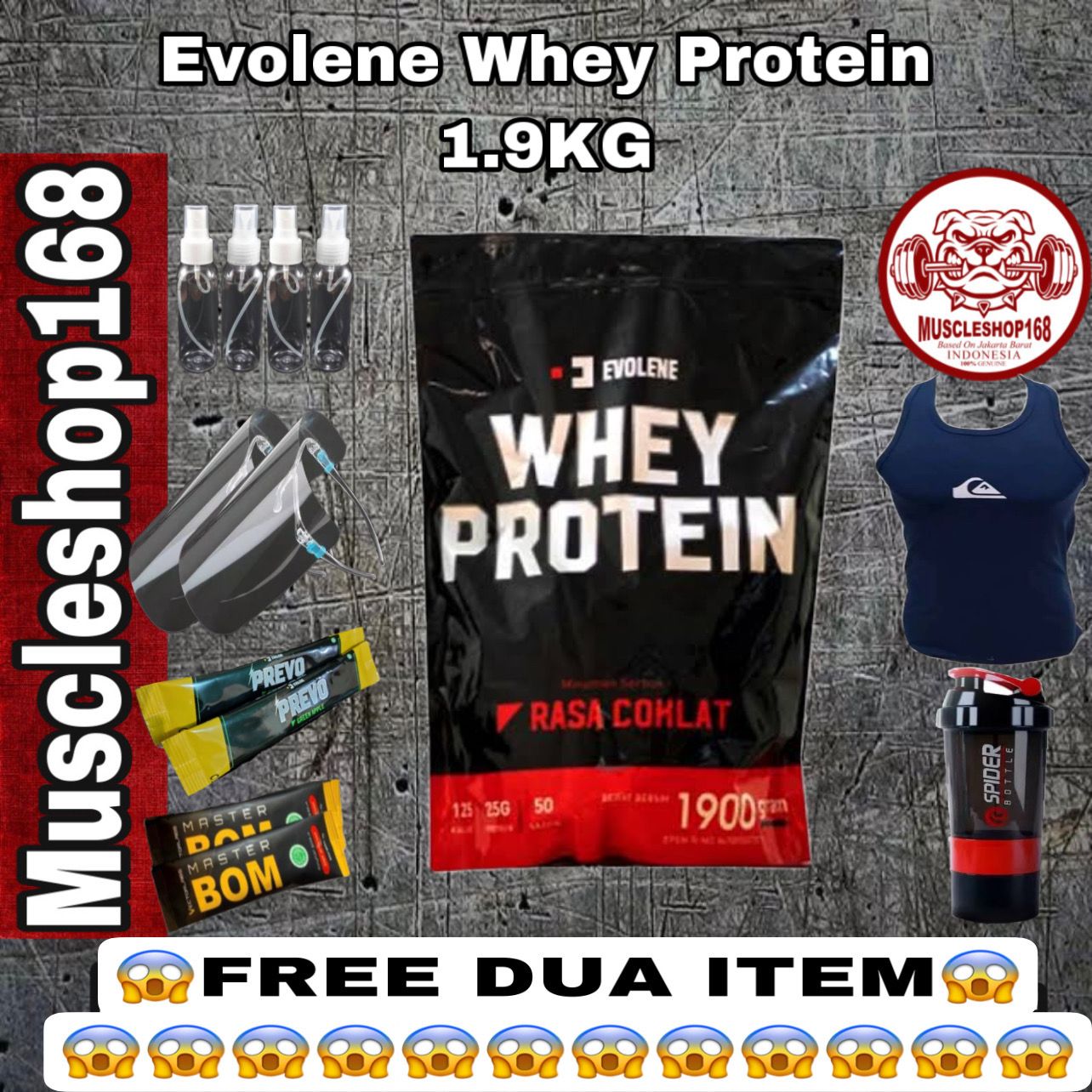 Evolene Whey Protein 1,9 kg 50 sachet serving susu evo whey gym ...