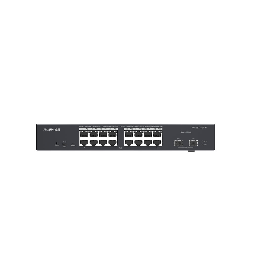 Reyee RG-ES218GC-P | 18-Port Gigabit Smart POE Switch, 16 Gigabit RJ45 Ports including 16 POE ...