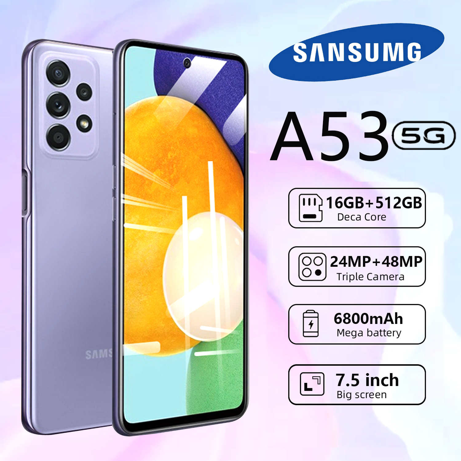 โทรศัพท์ Sansumg Galaxy A53 5G ของแท้ โทรศัพท์มือถือ 7.5" Full HD+ ...