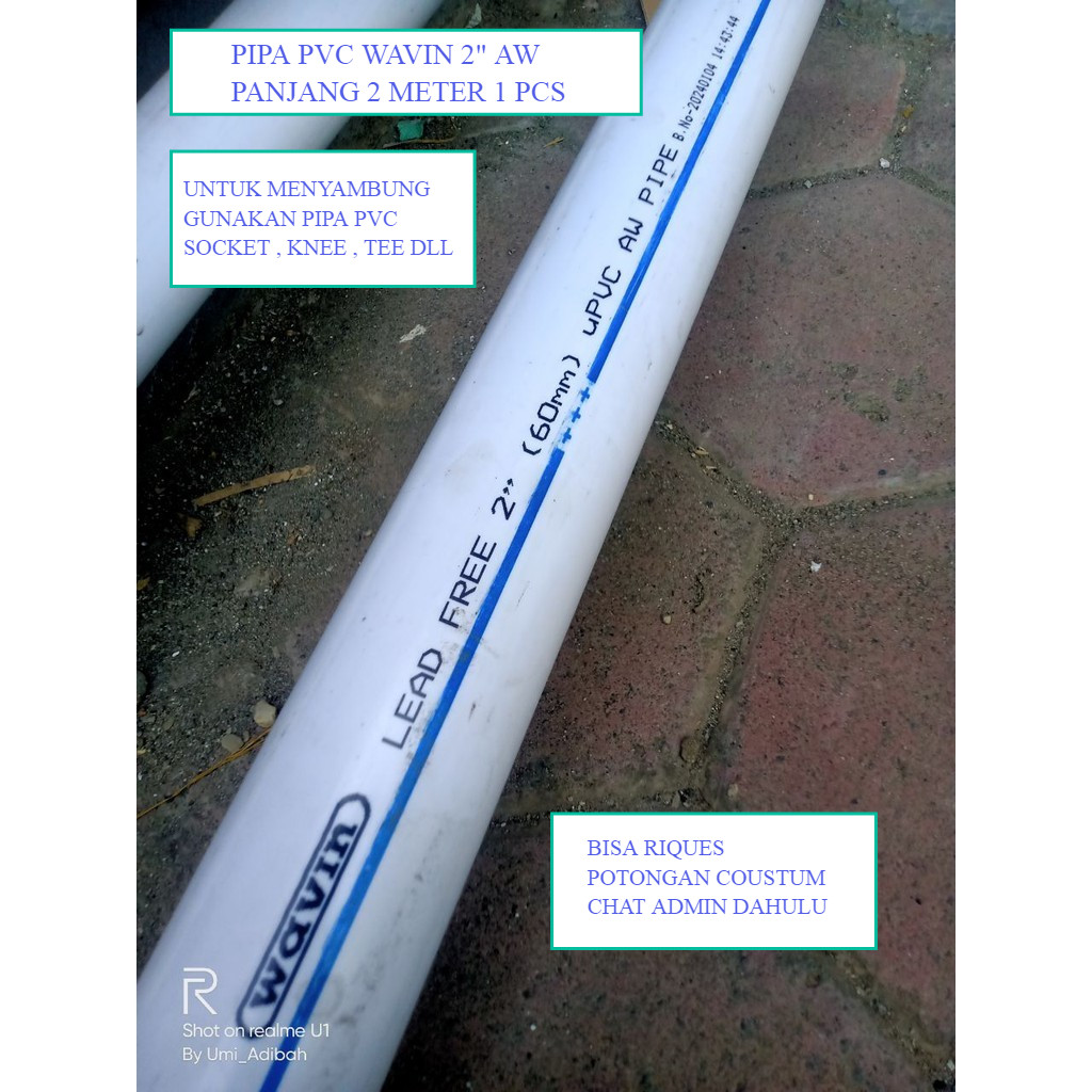 Pipa PVC WAVIN LEAD FREE 2" Inch AW Panjang per 2 Meter Pipa Paralon ...