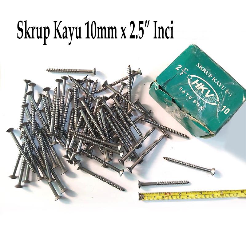 BMS - Sekrup Skrup Kayu Kepala Plus 2.5" inci SEKRUP Ulir Hitam Baut ...