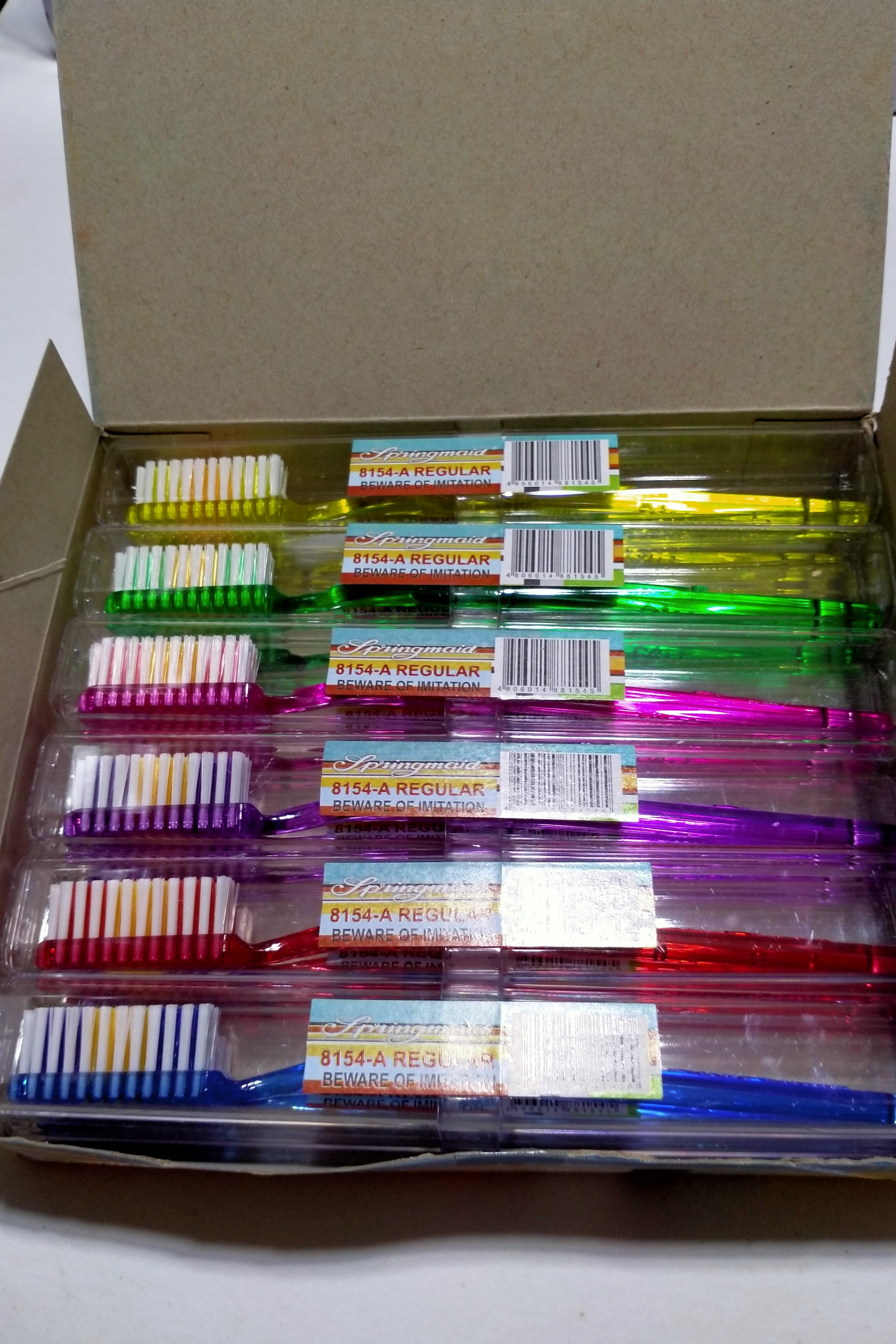 SPRINGMAID TOOTHBRUSH 8154-A ORIGINAL WITH FULL BODY COVER/12PCS OF T ...