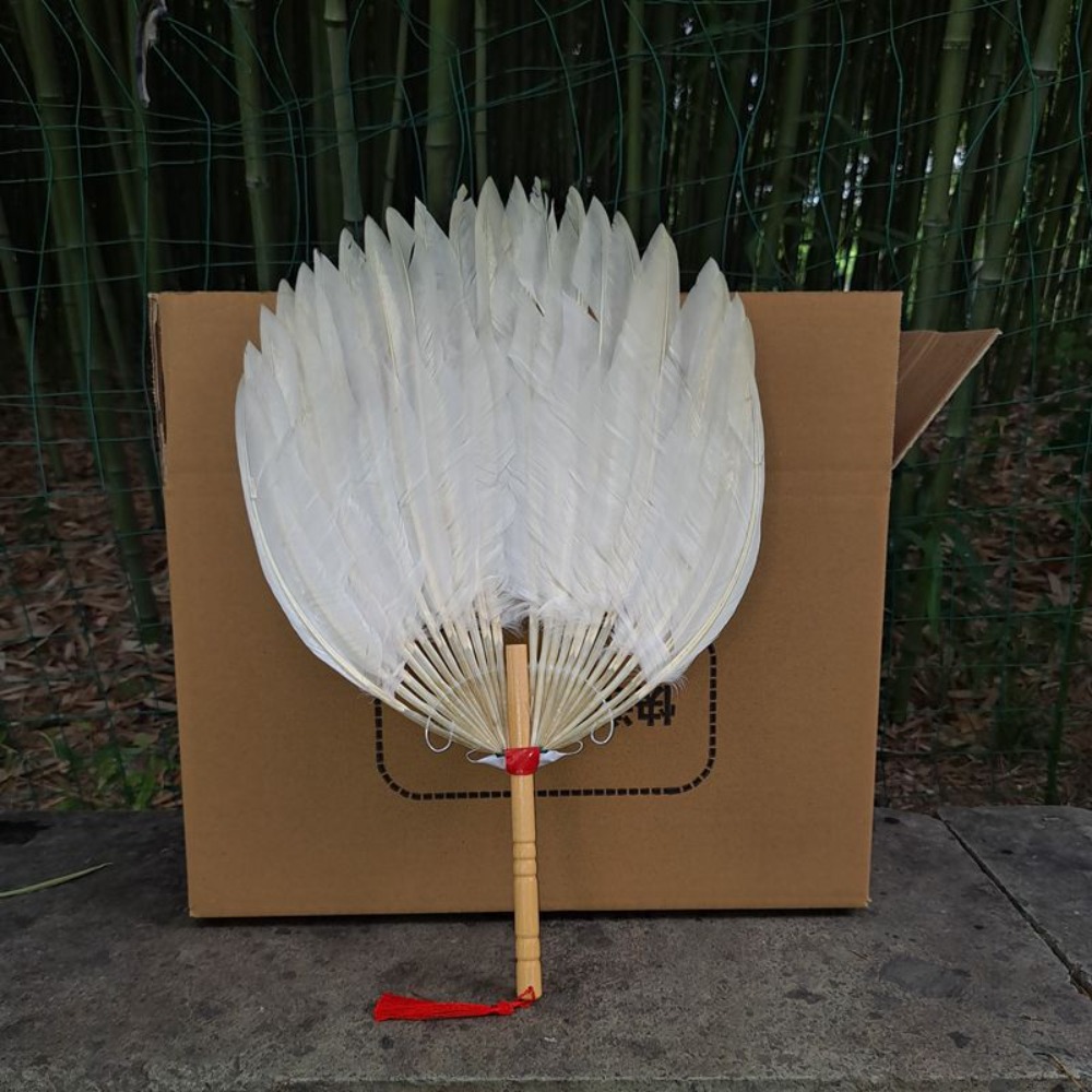Zhuge Liang Fan Chinese Style Goose Feather Fan Large Size Vintage Hand ...