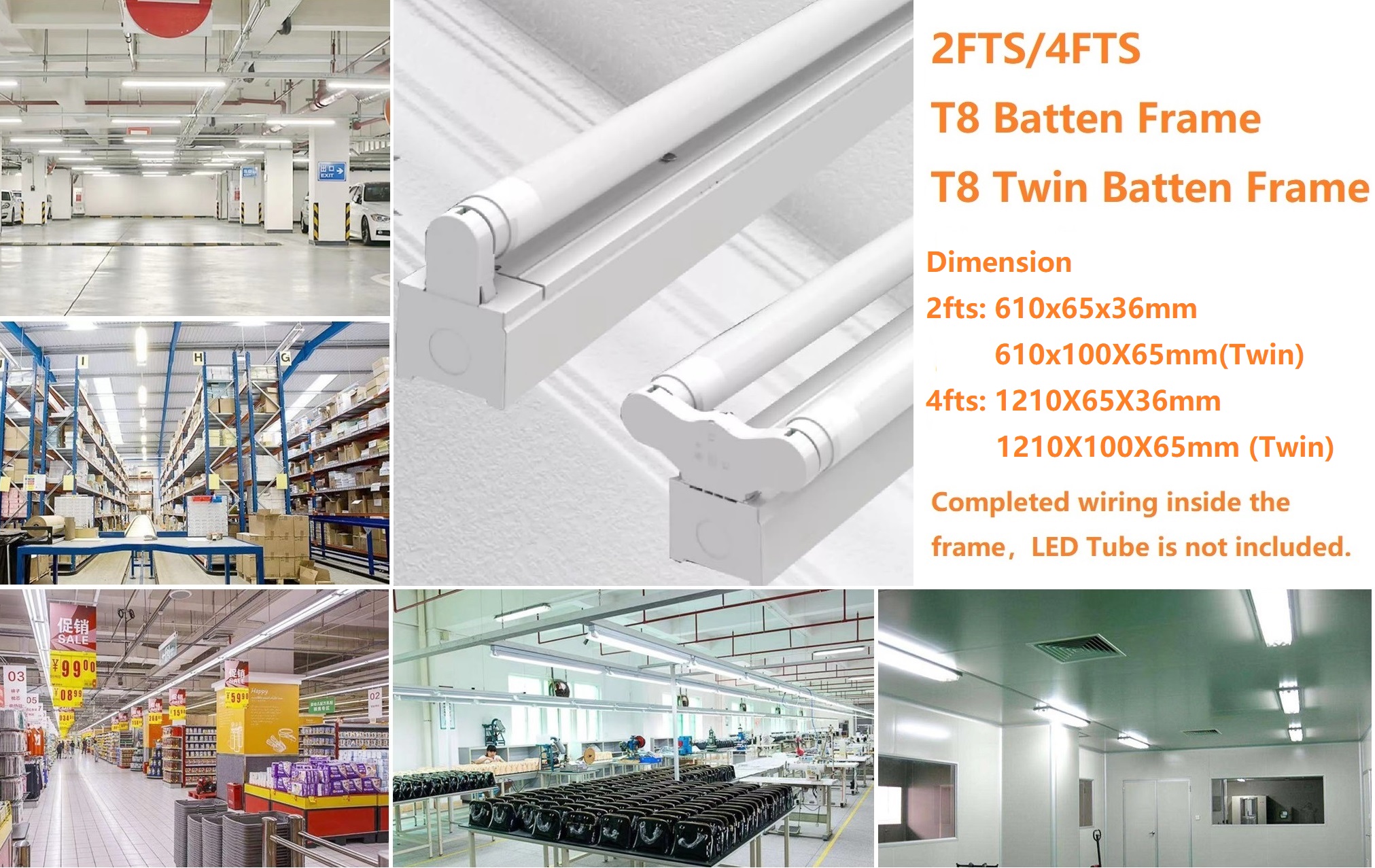 2fts/4fts T8 Batten Frame, 2fts/4fts T8 Twin Batten Frame | Lazada ...