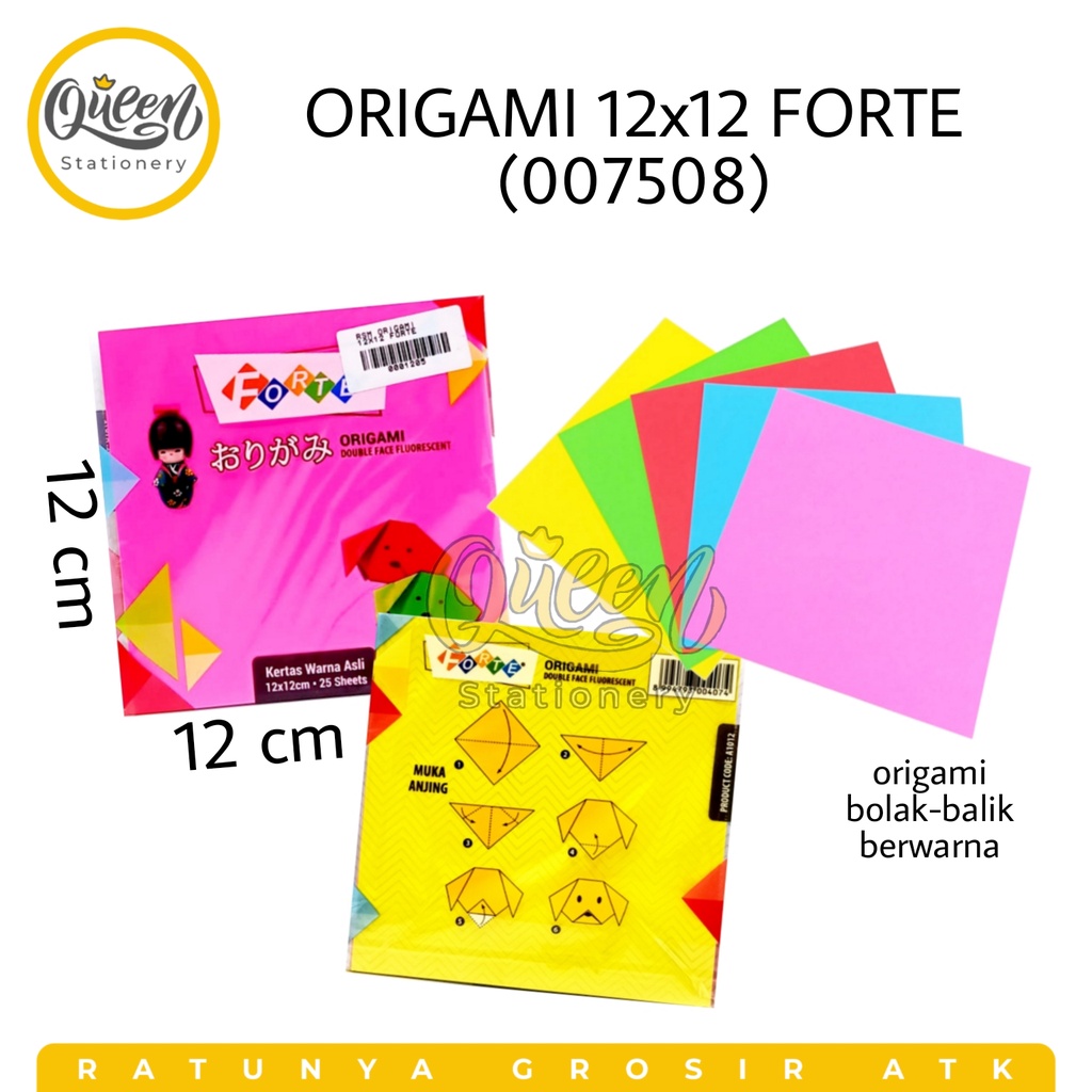 1 PAK ( 1 pak isi 25 LEMBAR) ORIGAMI 12X12 FORTE / KERTAS LIPAT / KERTAS LIPAT WARNA / KERTAS ...