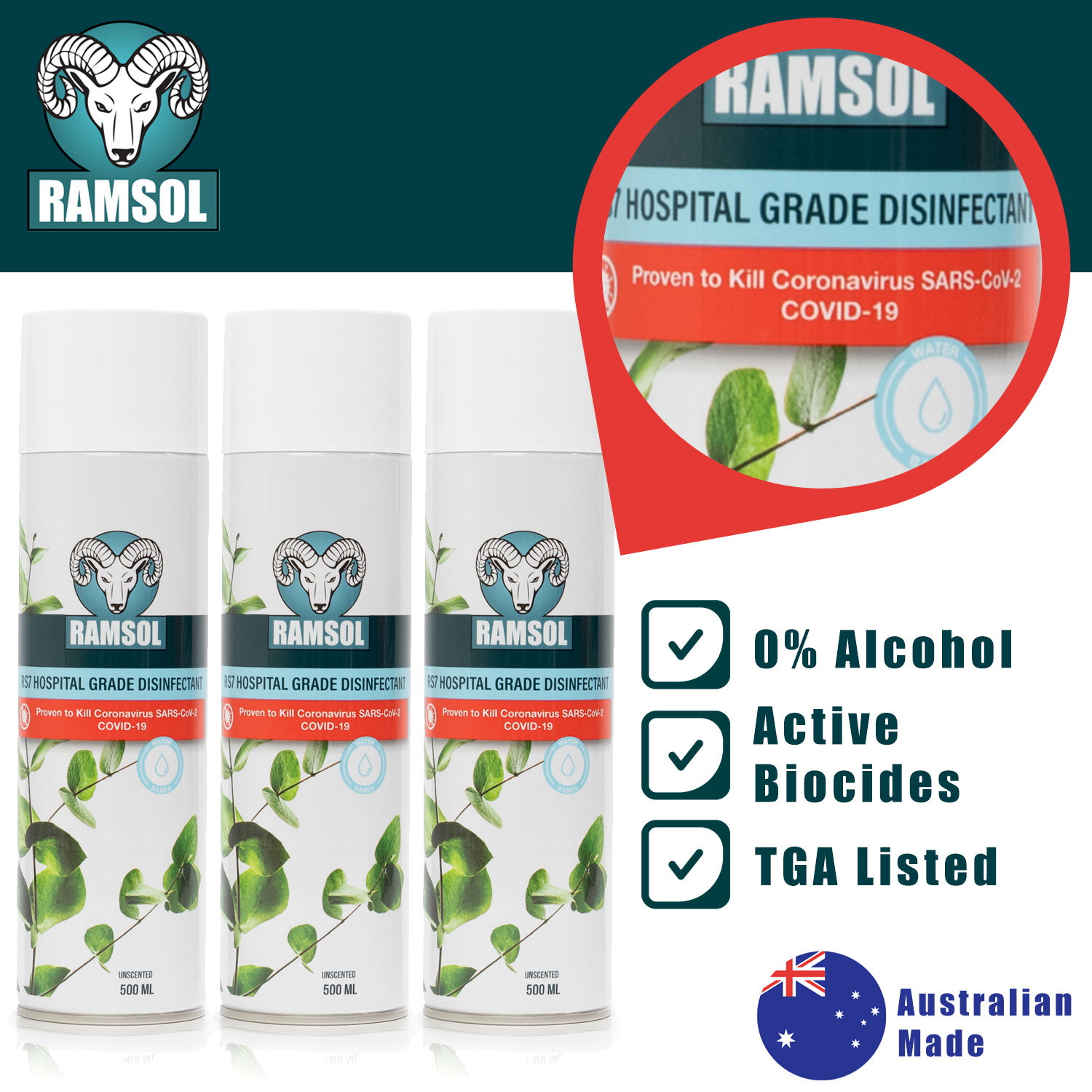 Ramsol RS7 Hospital Grade Disinfectant - Proven to Kill Coronavirus SARS-CoV-2 Covid19 Aerosol ...