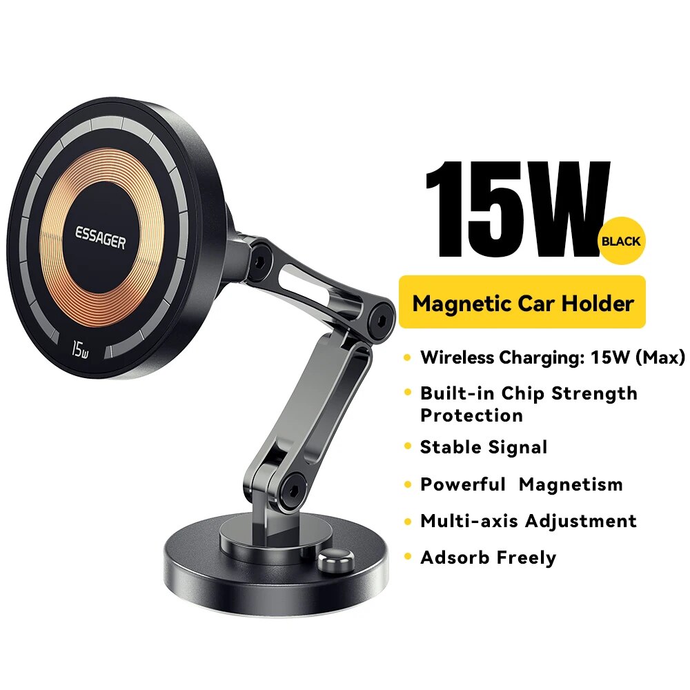 Essager Magnetic Wireless Charger Car Phone Holder 15W Fast Charging ...