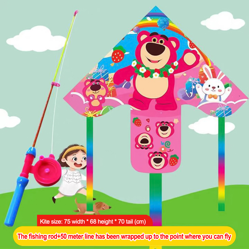 Cartoon Kite with Handle Line Curved Children's Kite Flying Toy Easy ...