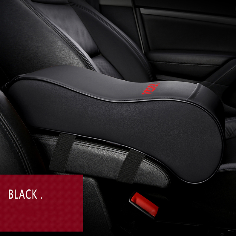 Leather Car Central Armrest Soft Pad Black Auto Center Console Arm Rest ...