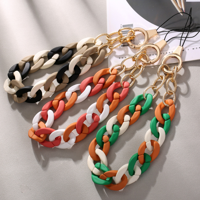 Fashion Colorful Metal Acrylic Beaded Mobile Phone Chain For Women ...