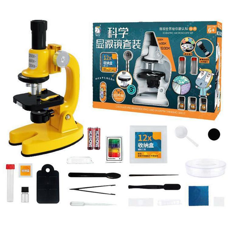 Kids LED Microscope Toy 1200x Magnification Discovery LED Light ...