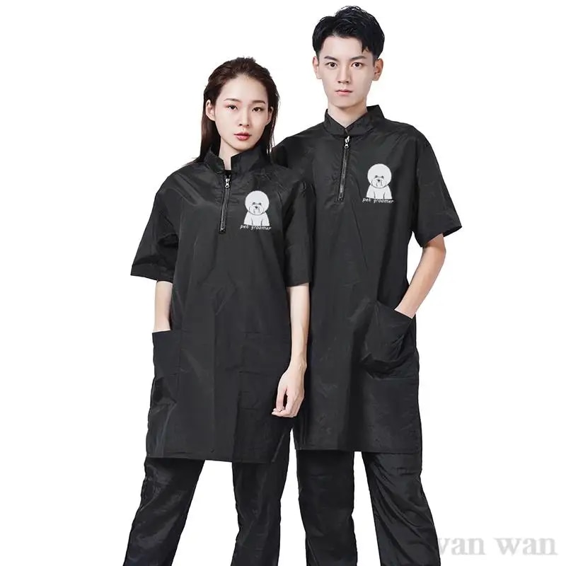 【The-Best】 Pet Dog Grooming Uniforms Pet Groomer Work Clothes Anti Hair ...