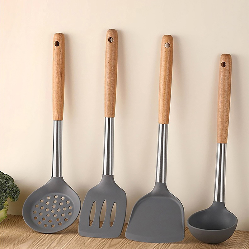 Silicone Cooking Utensil Set Heat Resistant Non Stick Cookware Spatula ...