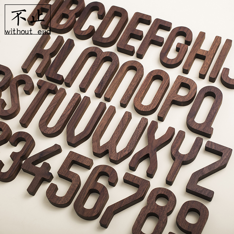 【TopazTrove】LKL 8cm High Nordic Style Walnut Log Wood Numeral Letter ...