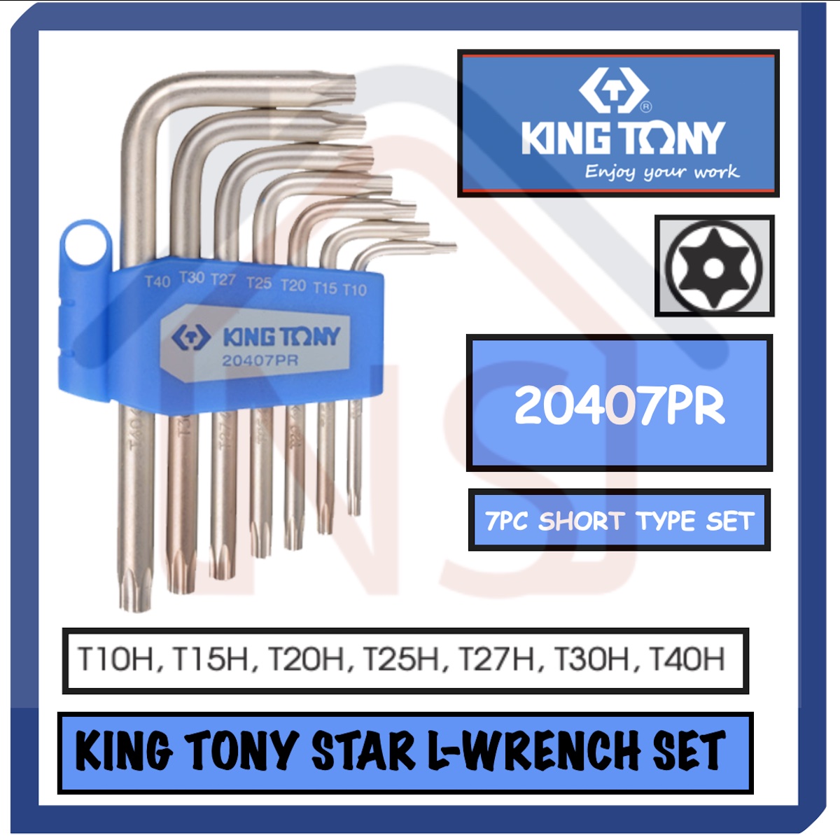 KING TONY Star L-Wrench Allen Key Set / 20407PR / 20409PR / 20419PR ...