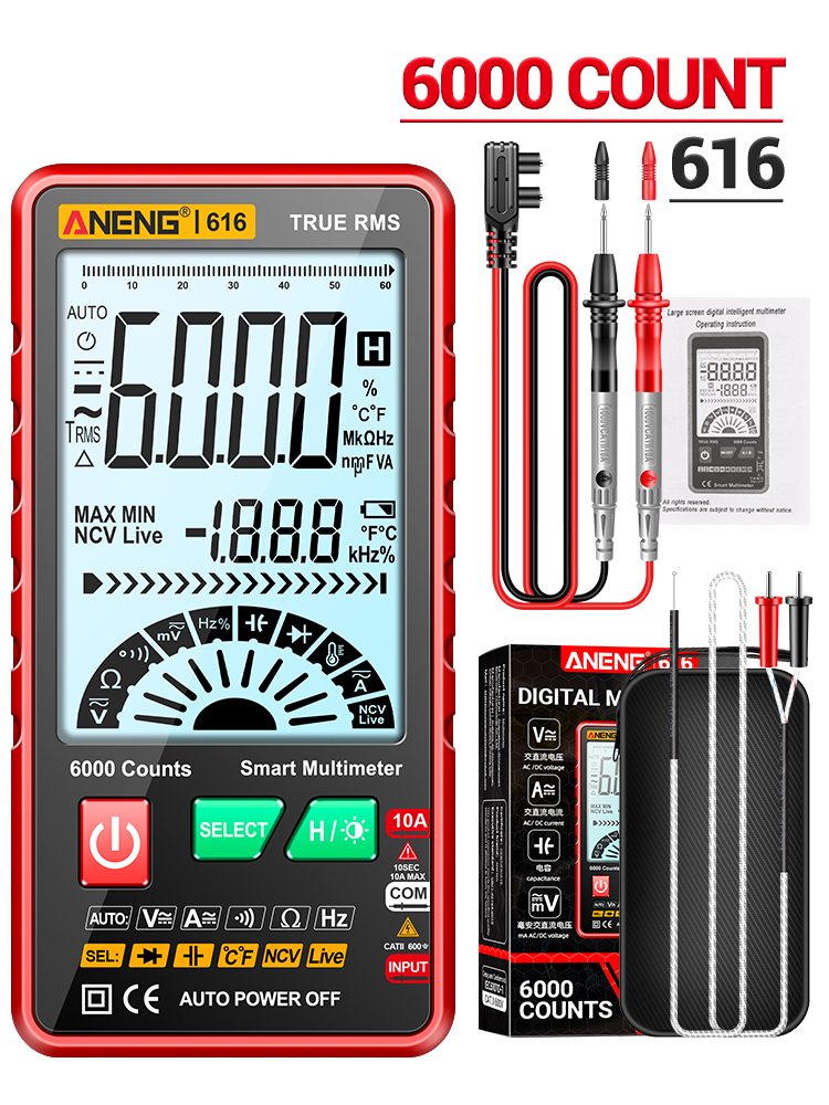 【Big-promotion】 ANENG 616 Smart Multimeter 6000 Counts Digital ...