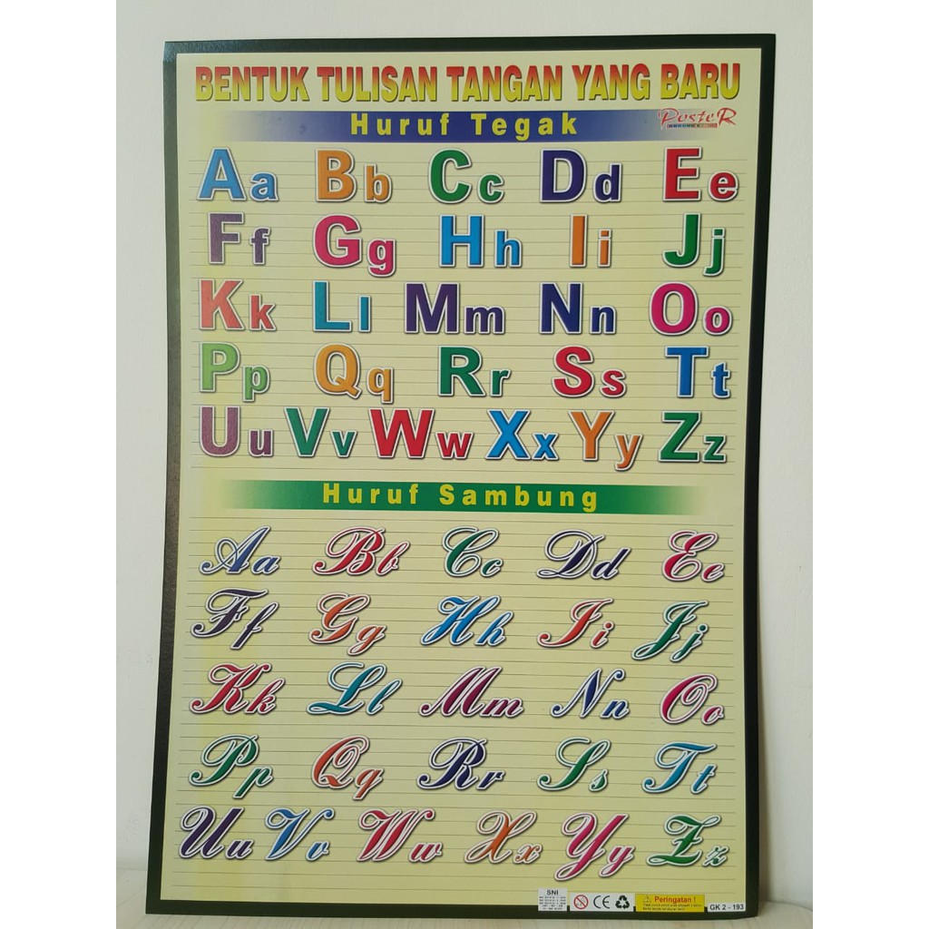 Poster Edukasi Belajar Anak Huruf Tegak ABC Abjad Menulis | Lazada ...