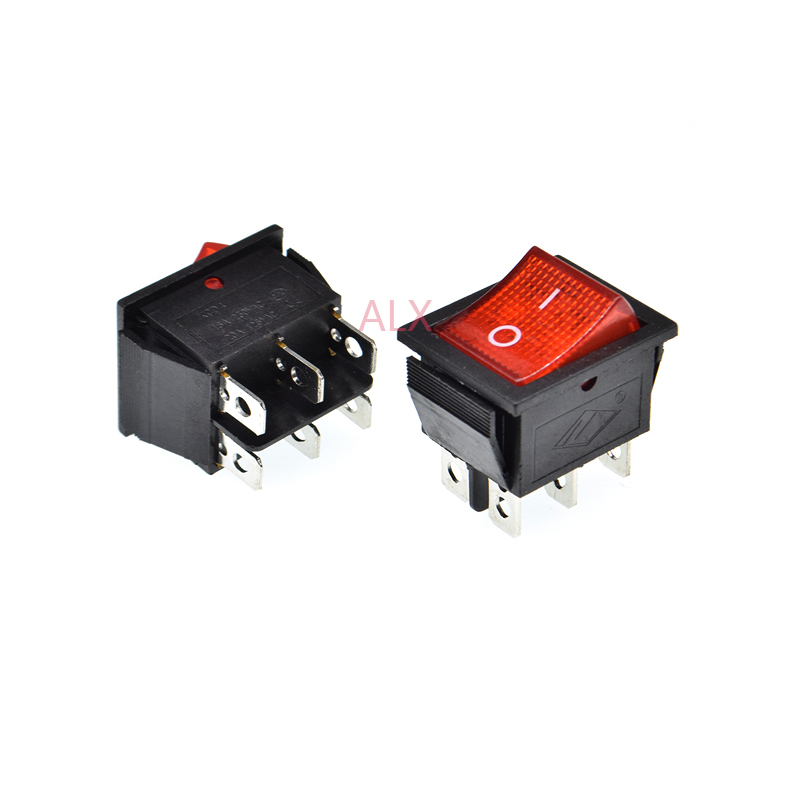 5pcs Kcd4-202 6pin Red Push Button With Rocker Switch On/off Power ...