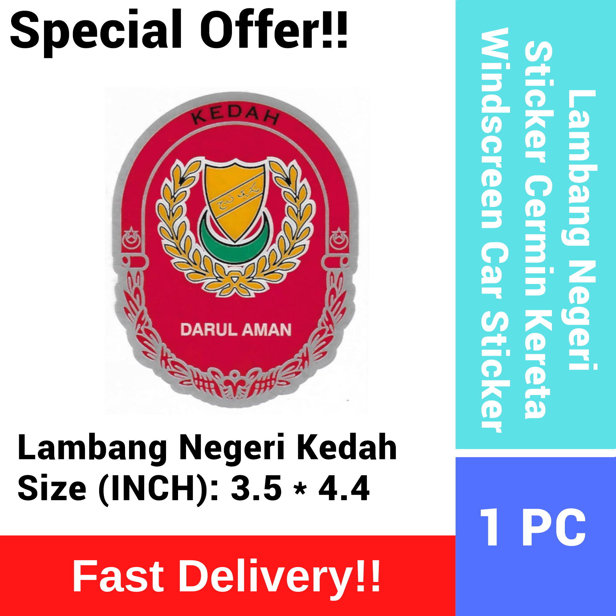 LAMBANG NEGERI MALAYSIA STATE MALAYSIA FLAG CAR WINDSCREEN STICKER ...