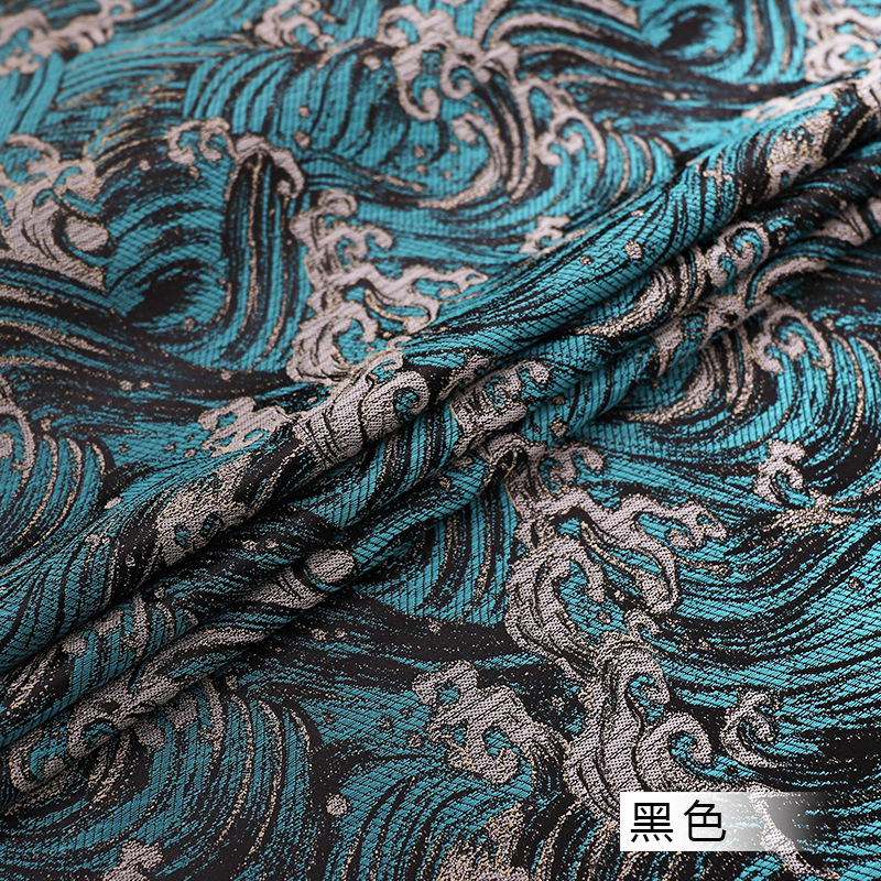 High-density Nylon Brocade Satin Fabric Waves Jacquard Cheongsam ...