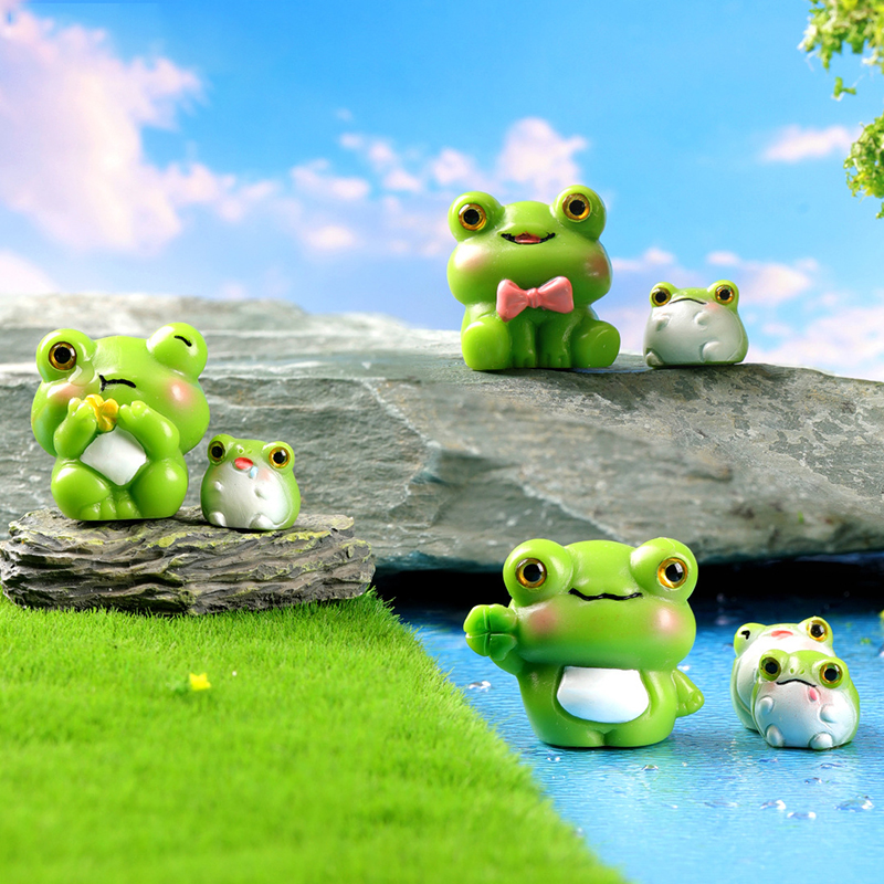 Cute Resin Frog Miniature MiniCar Ornaments Mini Figure Statue ...