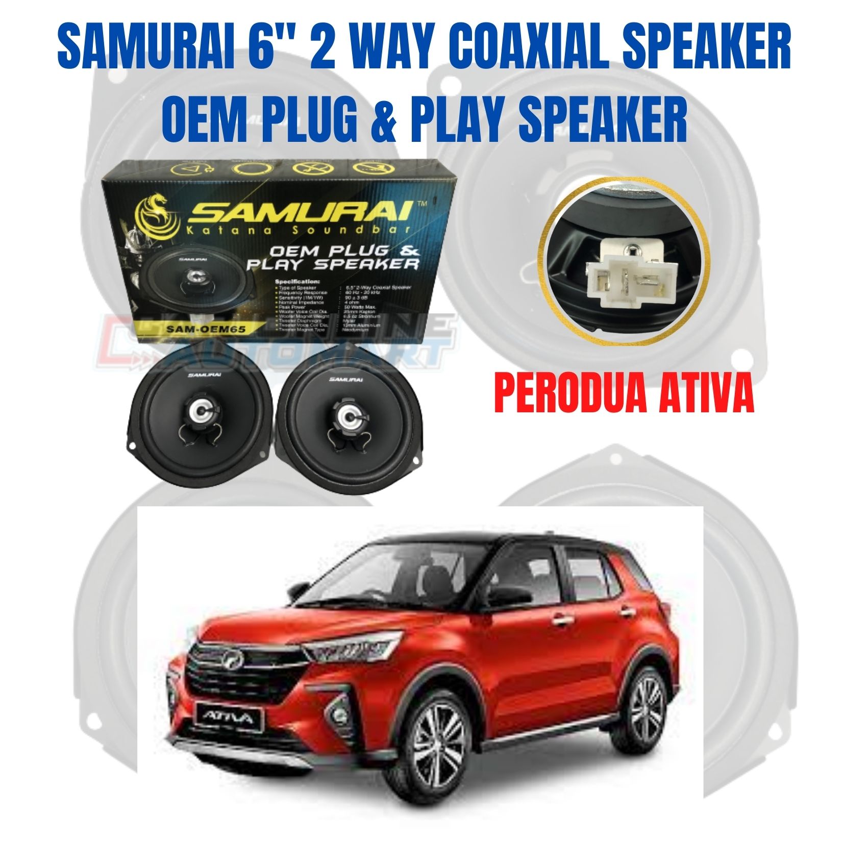 100% ORIGINAL FOR PERODUA ATIVA OEM Plug and Play SAMURAI 6 INCH 2 Way ...