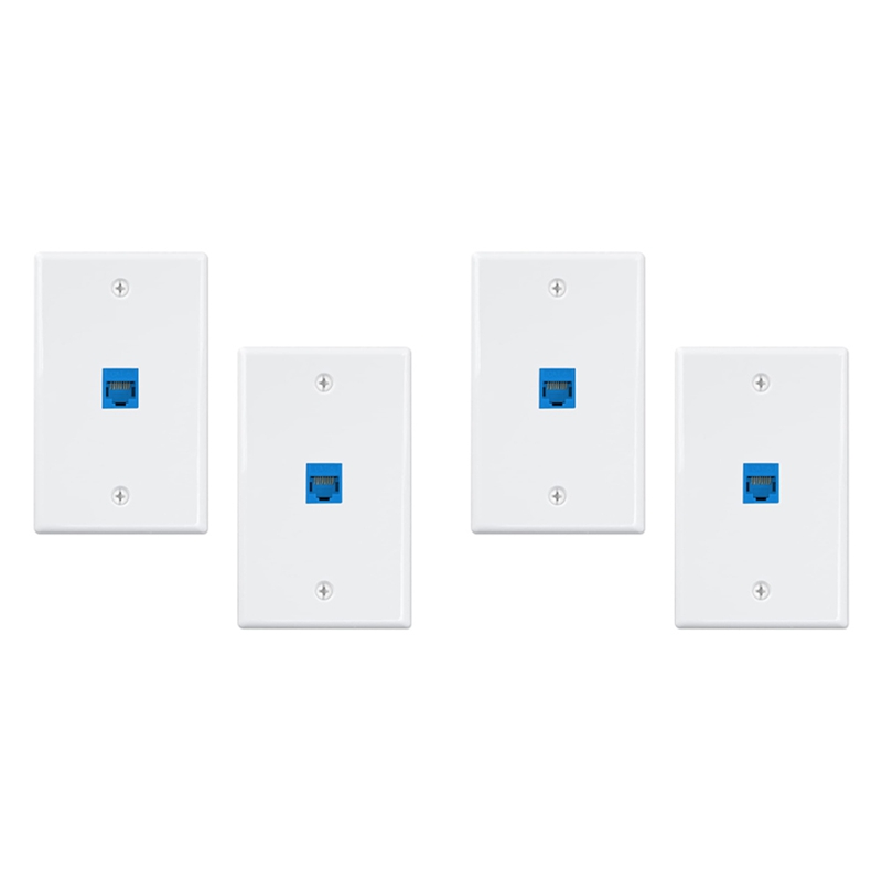 4-Pack 1 Port Ethernet Wall Plate, RJ45 Cat6 Female to Female Jack ...