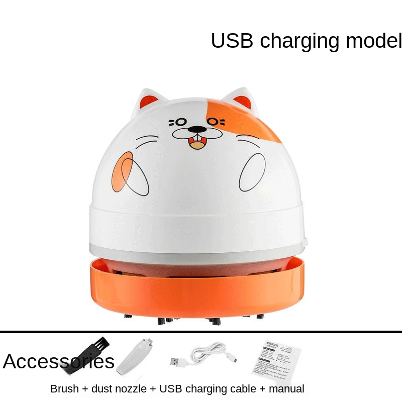Cute USB Cleaner Cat Mini Vacuum Office Desk Dust Home Table Sweeper ...