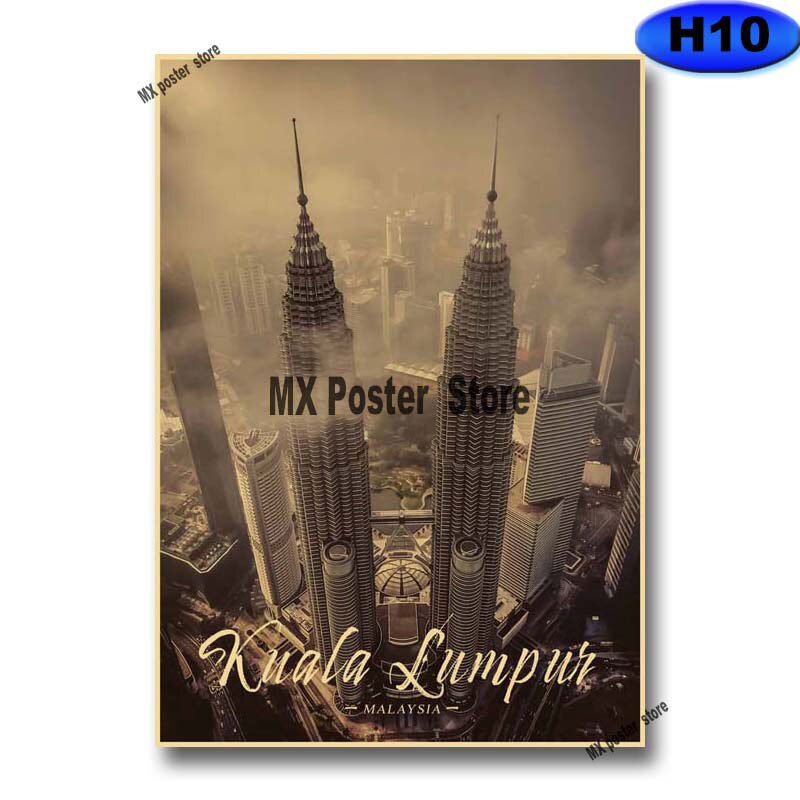 World Retro Kraft Paper Poster New York London City Architecture ...