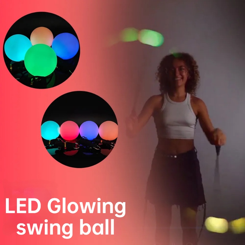 Poi Balls LED Glow Toy Light Up Balls Rainbow High Strobe Spinning Ball ...