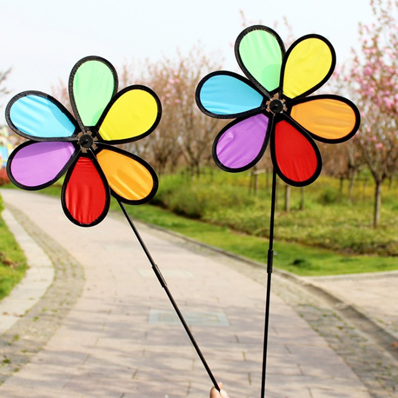 New Colorful Rainbow Dazy Flower Spinner Wind Windmill Garden Yard ...