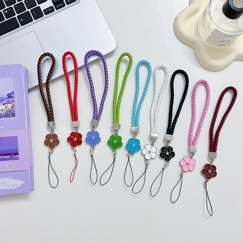Wrist Anti-Lost Hanging Cord PU Leather Rope Flower Mobile Phone Strap ...