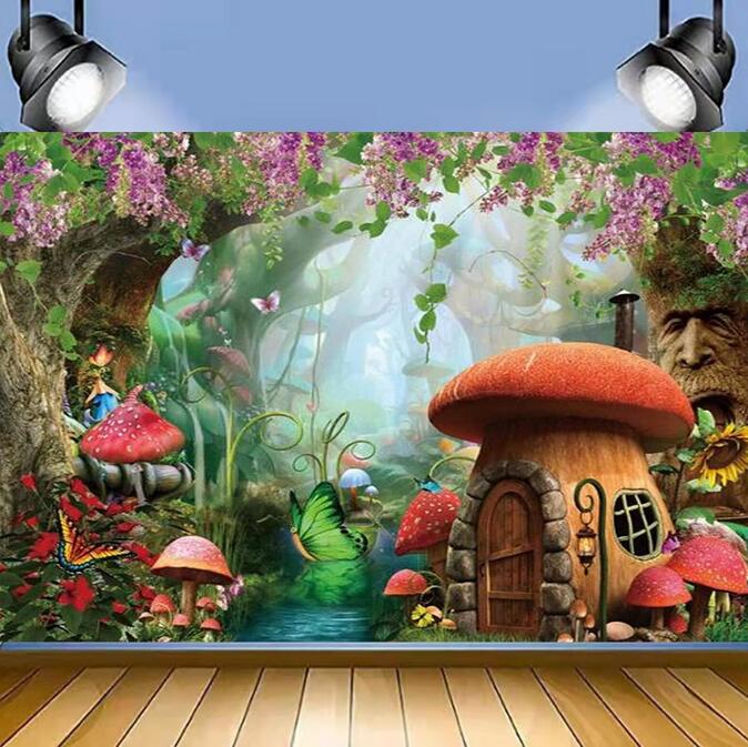 Enchanted Forest Photo Background Fairy Tale Magic Big Tree Mushroom ...