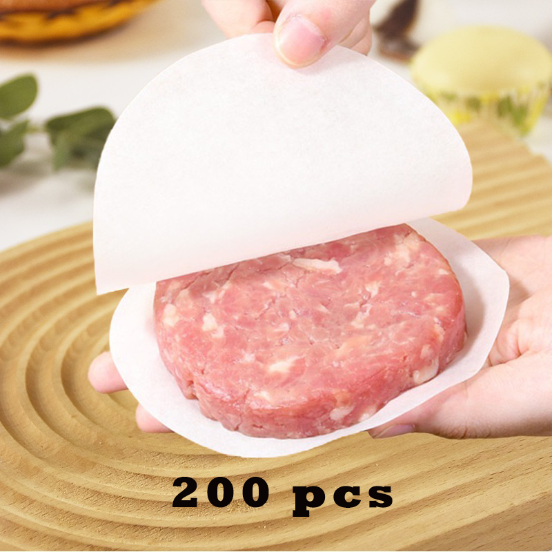 Burger Patty Paper Round 4.3 Inch Set of 200Pcs Non Stick Pad for Press ...